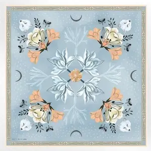 MATTY MILLER STUDIO 100% Silk Scarf Tundraarctic Animal Floral Pattern - 35 X 35"